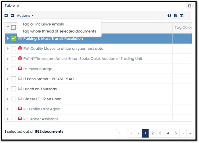 The Email Threadpanel displays all documents within the Email Thread of ...